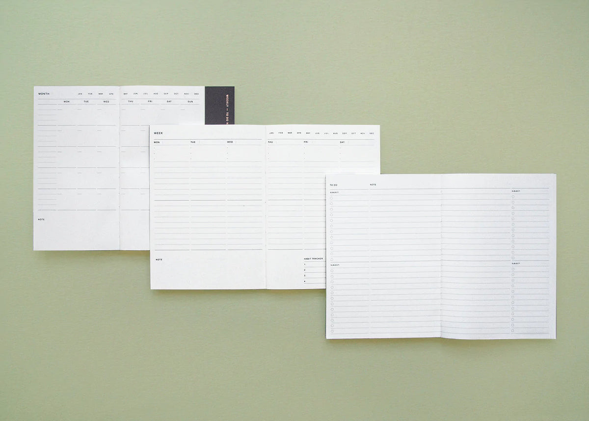 3 in 1 Planner A5 - Charcoal Blue - Monthly/Weekly/To Do Note
